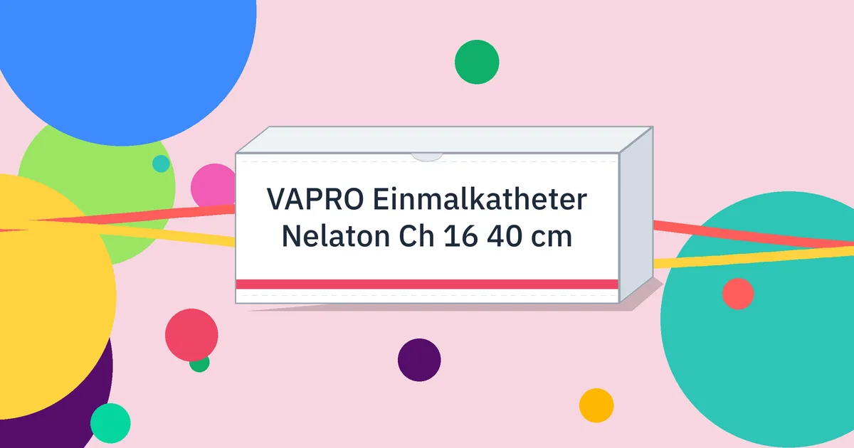 Symbolbild: Packung mit der Aufschrift VAPRO Einmalkatheter Nelaton Ch 16 40 cm (PZN 19211981) – Verfügbarkeit und Bezug in Apotheken in Frankfurt am Main