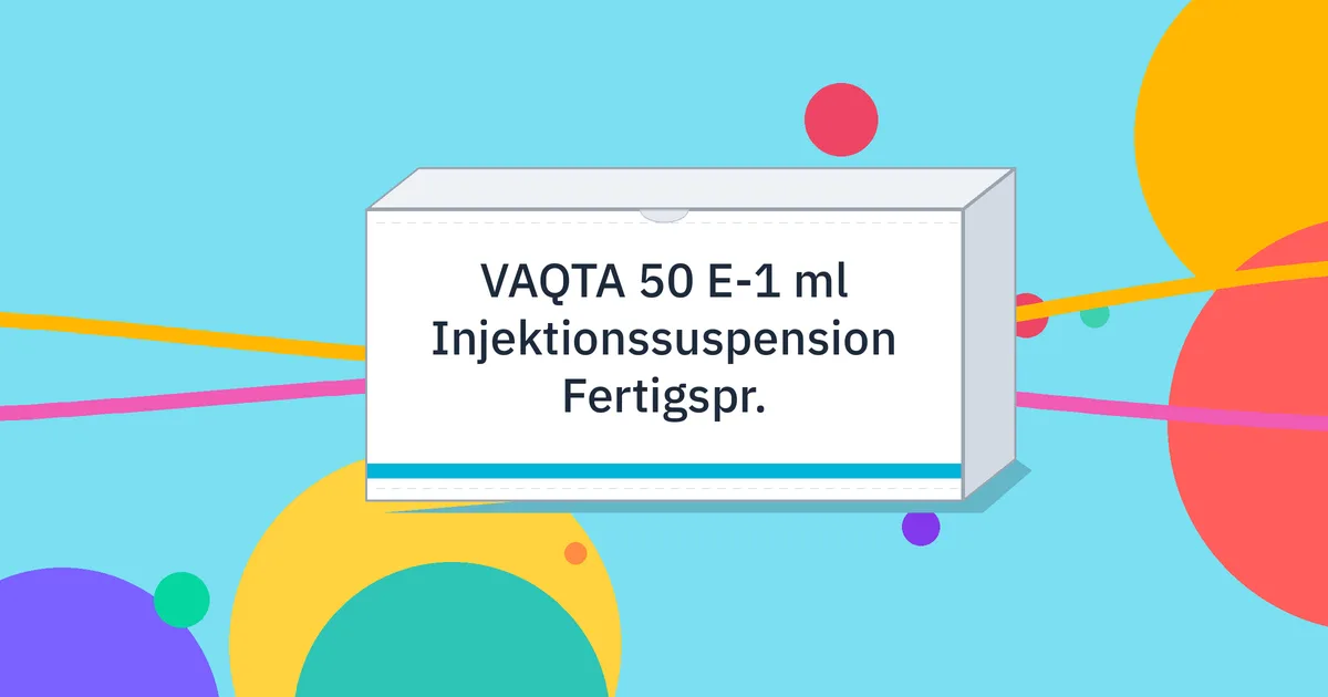 Symbolbild: Packung mit der Aufschrift VAQTA 50 E-1 ml Injektionssuspension Fertigspr. (PZN 19455298) – Verfügbarkeit und Bezug in Apotheken in Frankfurt am Main