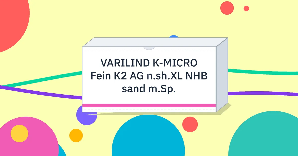 Symbolbild: Packung mit der Aufschrift VARILIND K-MICRO Fein K2 AG n.sh.XL NHB sand m.Sp. (PZN 20555792) – Verfügbarkeit und Bezug in Apotheken in Frankfurt am Main