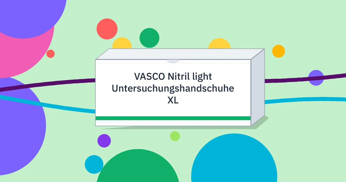 Symbolbild: Packung mit der Aufschrift VASCO Nitril light Untersuchungshandschuhe XL (PZN 08839831) – Verfügbarkeit und Bezug in Apotheken in Frankfurt am Main