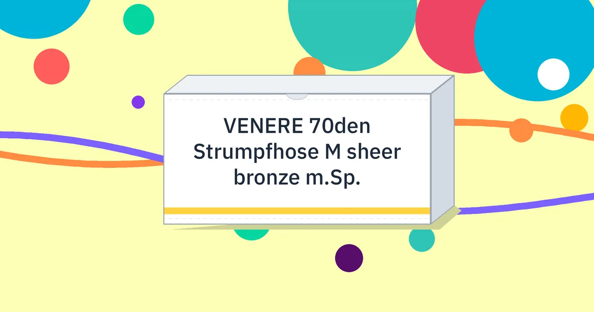 Symbolbild: Packung mit der Aufschrift VENERE 70den Strumpfhose M sheer bronze m.Sp. (PZN 16173122) – Verfügbarkeit und Bezug in Apotheken in Frankfurt am Main
