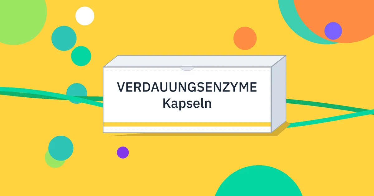 Symbolbild: Packung mit der Aufschrift VERDAUUNGSENZYME Kapseln (PZN 18217332) – Verfügbarkeit und Bezug in Apotheken in Frankfurt am Main
