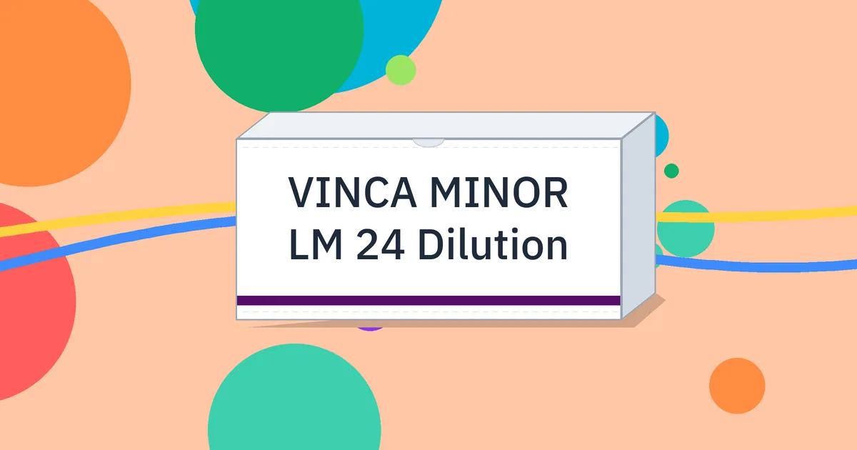 Symbolbild: Packung mit der Aufschrift VINCA MINOR LM 24 Dilution (PZN 13273892) – Verfügbarkeit und Bezug in Apotheken in Frankfurt am Main