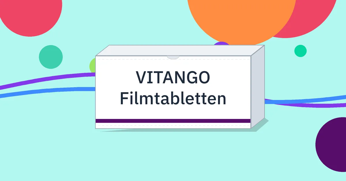 Symbolbild: Packung mit der Aufschrift VITANGO Filmtabletten (PZN 16509728) – Verfügbarkeit und Bezug in Apotheken in Frankfurt am Main