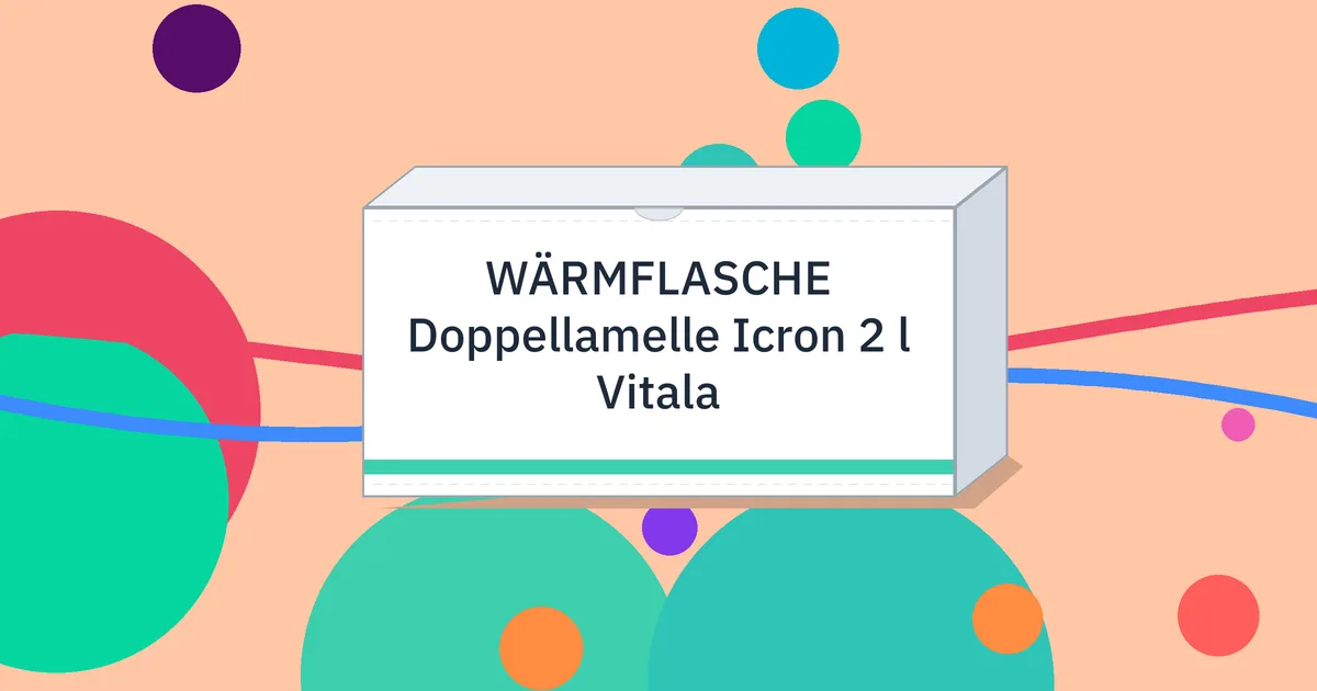 Symbolbild: Packung mit der Aufschrift WÄRMFLASCHE Doppellamelle Icron 2 l Vitala (PZN 00611643) – Verfügbarkeit und Bezug in Apotheken in Frankfurt am Main