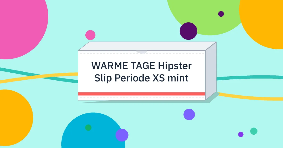 Symbolbild: Packung mit der Aufschrift WARME TAGE Hipster Slip Periode XS mint (PZN 16128937) – Verfügbarkeit und Bezug in Apotheken in Frankfurt am Main
