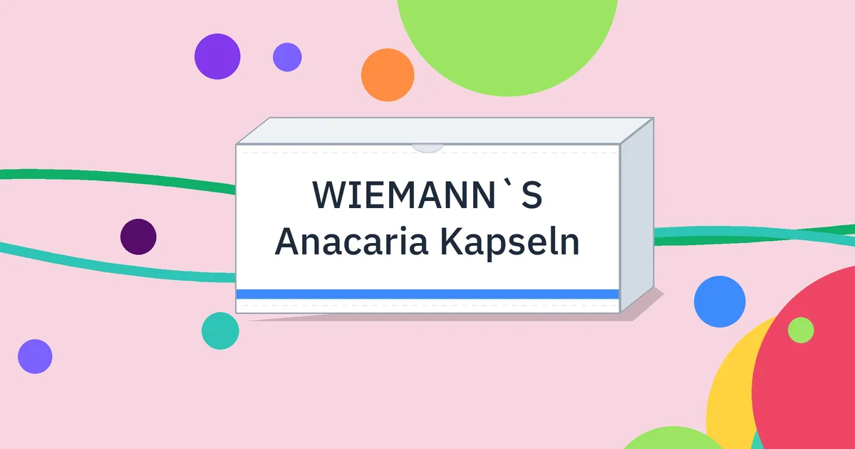 Symbolbild: Packung mit der Aufschrift WIEMANN`S Anacaria Kapseln (PZN 10982375) – Verfügbarkeit und Bezug in Apotheken in Frankfurt am Main