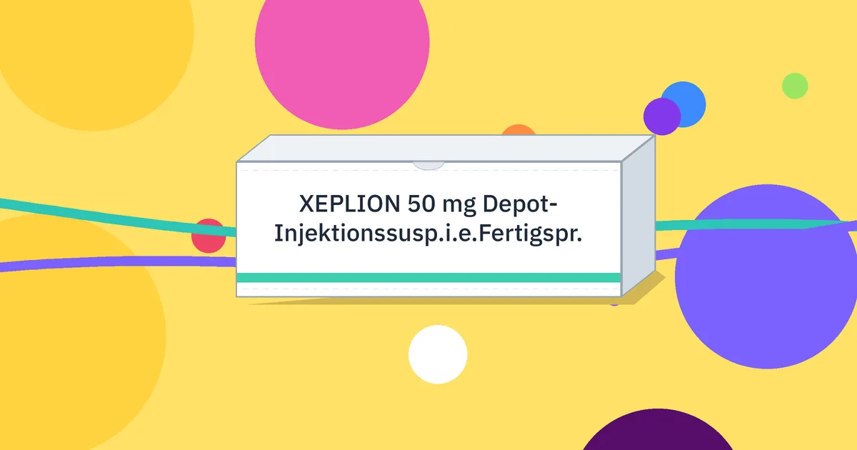 Symbolbild: Packung mit der Aufschrift XEPLION 50 mg Depot-Injektionssusp.i.e.Fertigspr. (PZN 10044694) – Verfügbarkeit und Bezug in Apotheken in Frankfurt am Main