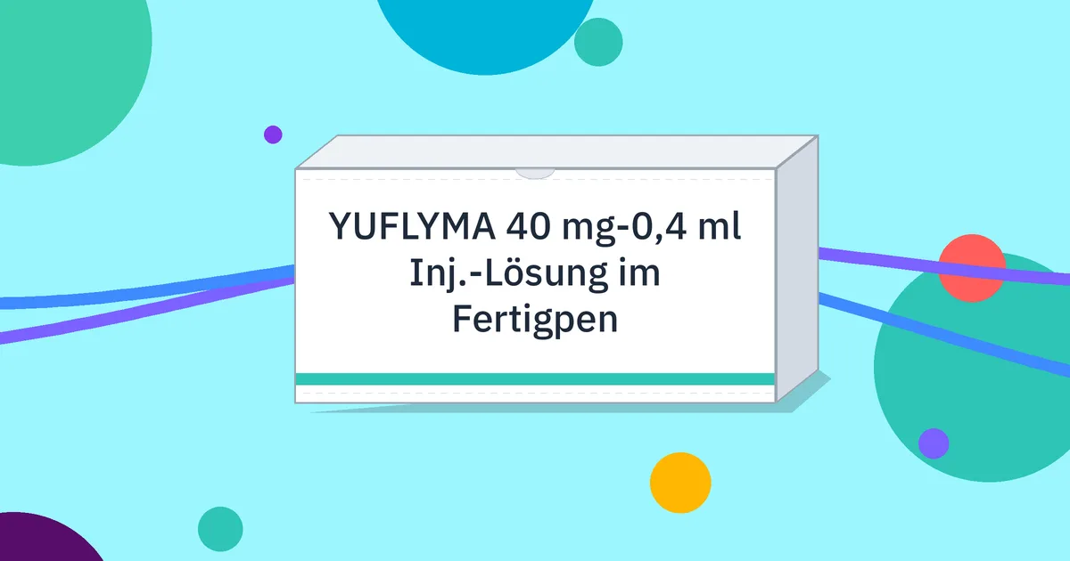 Symbolbild: Packung mit der Aufschrift YUFLYMA 40 mg-0,4 ml Inj.-Lösung im Fertigpen (PZN 18004599) – Verfügbarkeit und Bezug in Apotheken in Frankfurt am Main