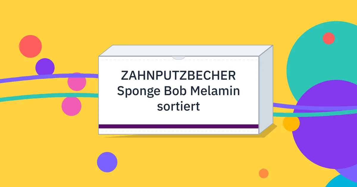 Symbolbild: Packung mit der Aufschrift ZAHNPUTZBECHER Sponge Bob Melamin sortiert (PZN 06075542) – Verfügbarkeit und Bezug in Apotheken in Frankfurt am Main