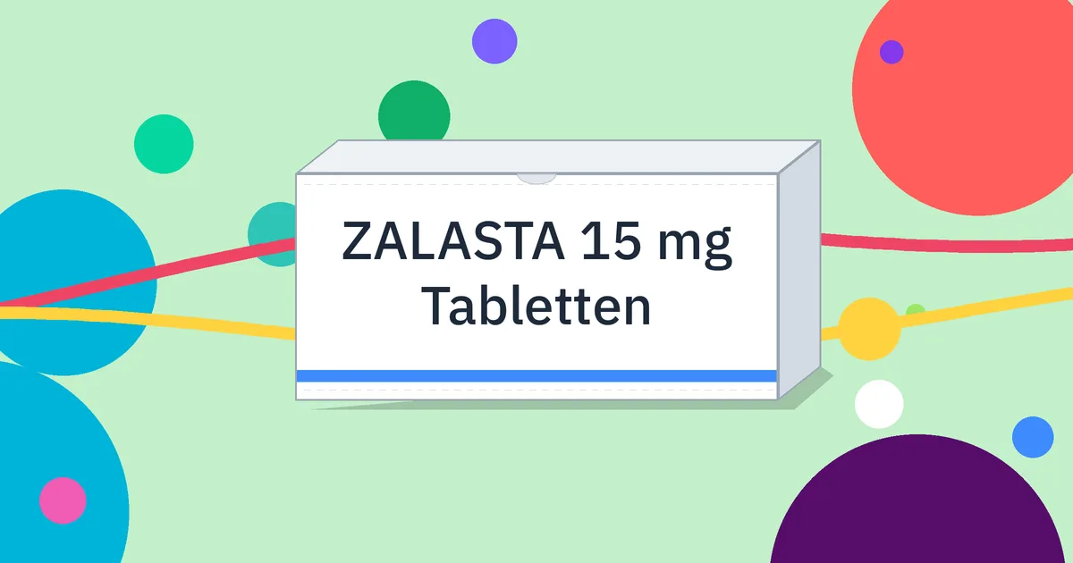 Symbolbild: Packung mit der Aufschrift ZALASTA 15 mg Tabletten (PZN 09097745) – Verfügbarkeit und Bezug in Apotheken in Frankfurt am Main
