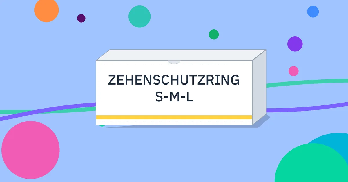 Symbolbild: Packung mit der Aufschrift ZEHENSCHUTZRING S-M-L (PZN 02773611) – Verfügbarkeit und Bezug in Apotheken in Frankfurt am Main
