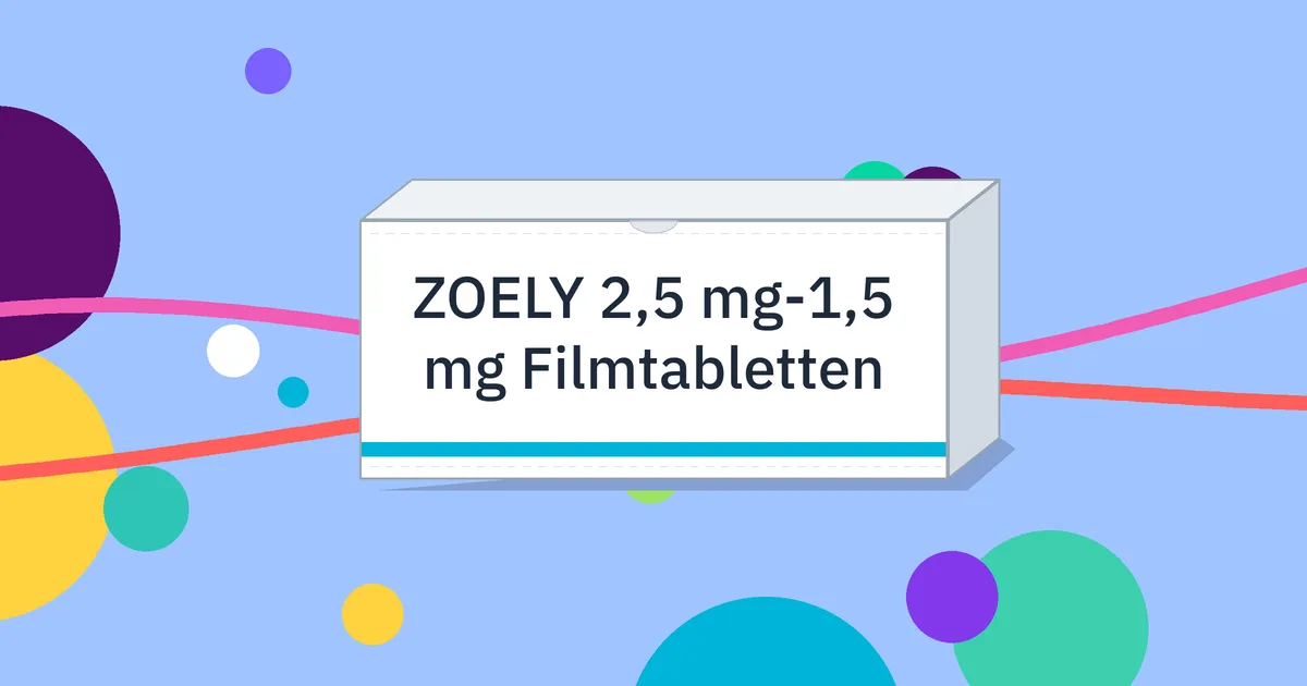 Symbolbild: Packung mit der Aufschrift ZOELY 2,5 mg-1,5 mg Filmtabletten (PZN 09197180) – Verfügbarkeit und Bezug in Apotheken in Frankfurt am Main