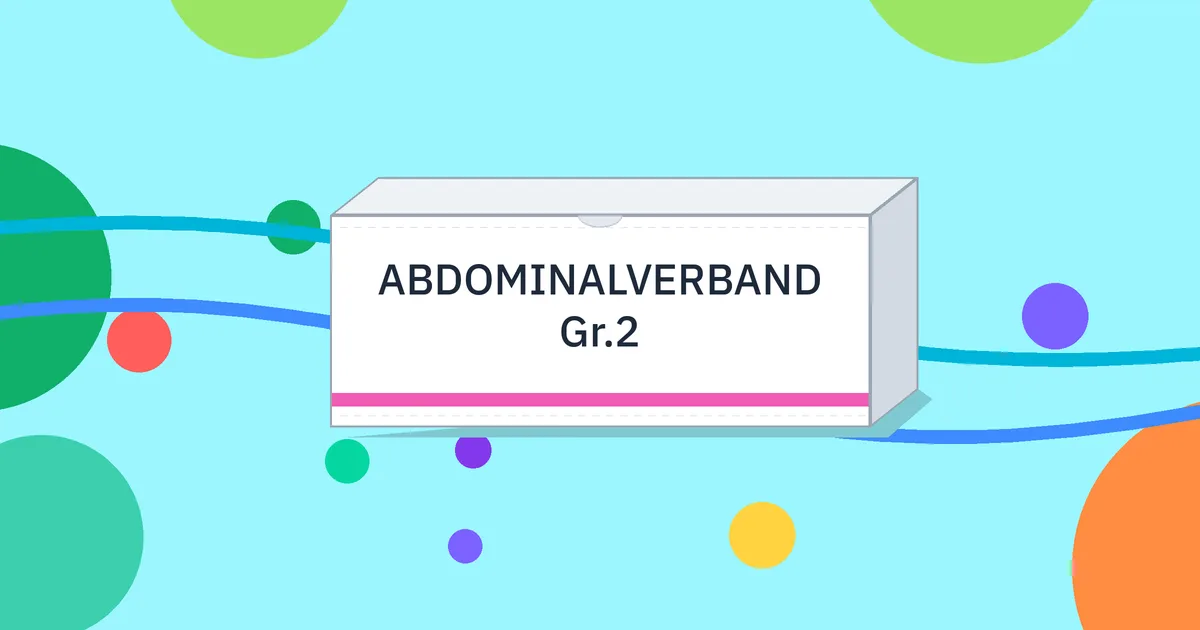 Symbolbild: Packung mit der Aufschrift ABDOMINALVERBAND Gr.2 (PZN 07094429) – Verfügbarkeit und Bezug in Apotheken in Frankfurt am Main