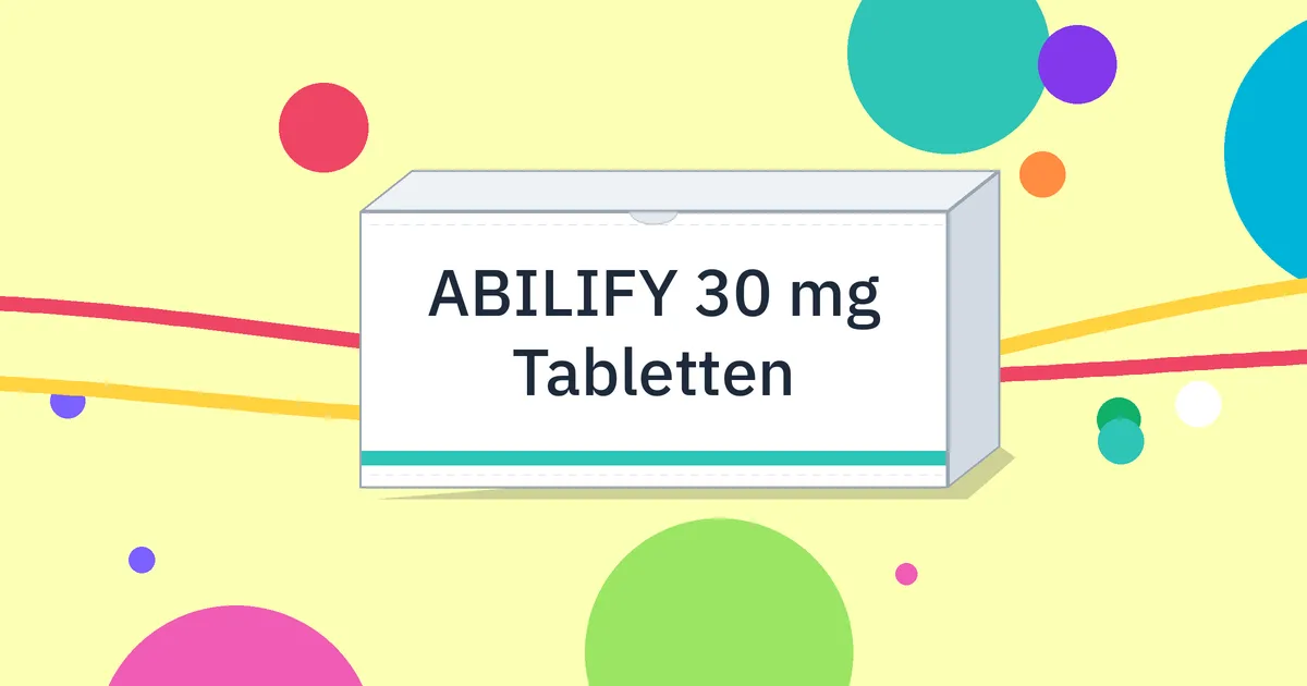 Symbolbild: Packung mit der Aufschrift ABILIFY 30 mg Tabletten (PZN 03205955) – Verfügbarkeit und Bezug in Apotheken in Frankfurt am Main