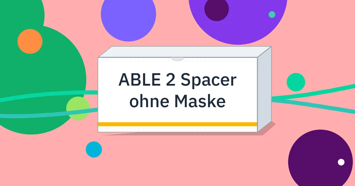Symbolbild: Packung mit der Aufschrift ABLE 2 Spacer ohne Maske (PZN 15517447) – Verfügbarkeit und Bezug in Apotheken in Frankfurt am Main