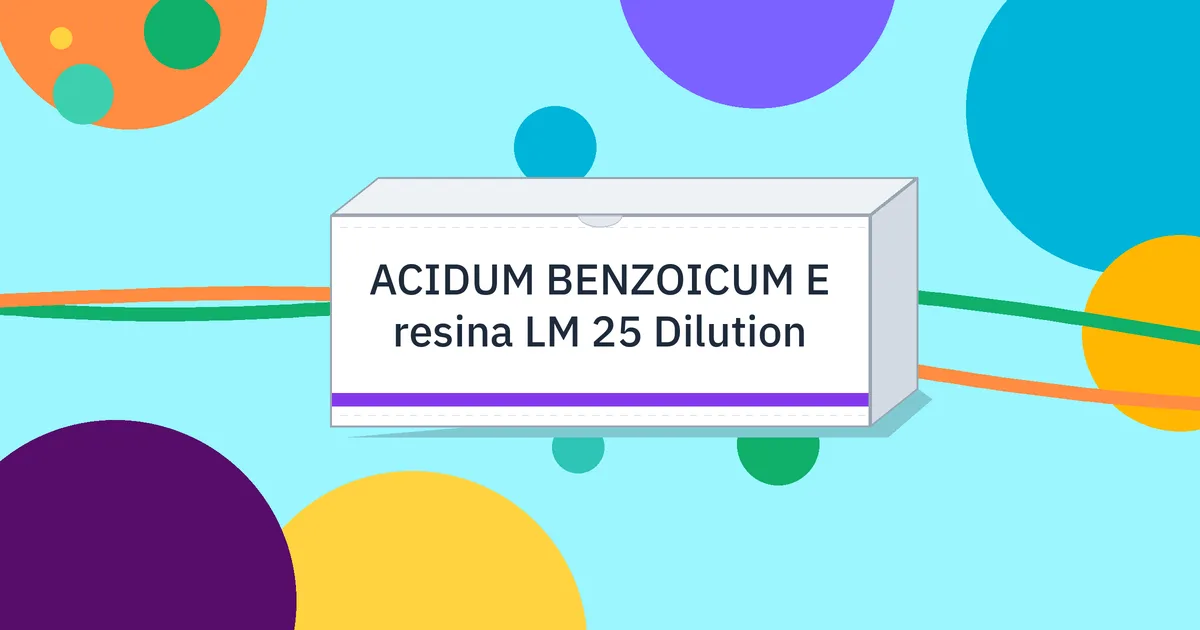 Symbolbild: Packung mit der Aufschrift ACIDUM BENZOICUM E resina LM 25 Dilution (PZN 16241757) – Verfügbarkeit und Bezug in Apotheken in Frankfurt am Main