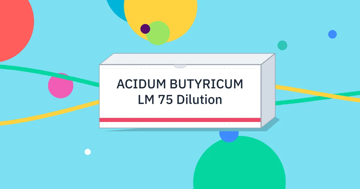 Symbolbild: Packung mit der Aufschrift ACIDUM BUTYRICUM LM 75 Dilution (PZN 13271203) – Verfügbarkeit und Bezug in Apotheken in Frankfurt am Main
