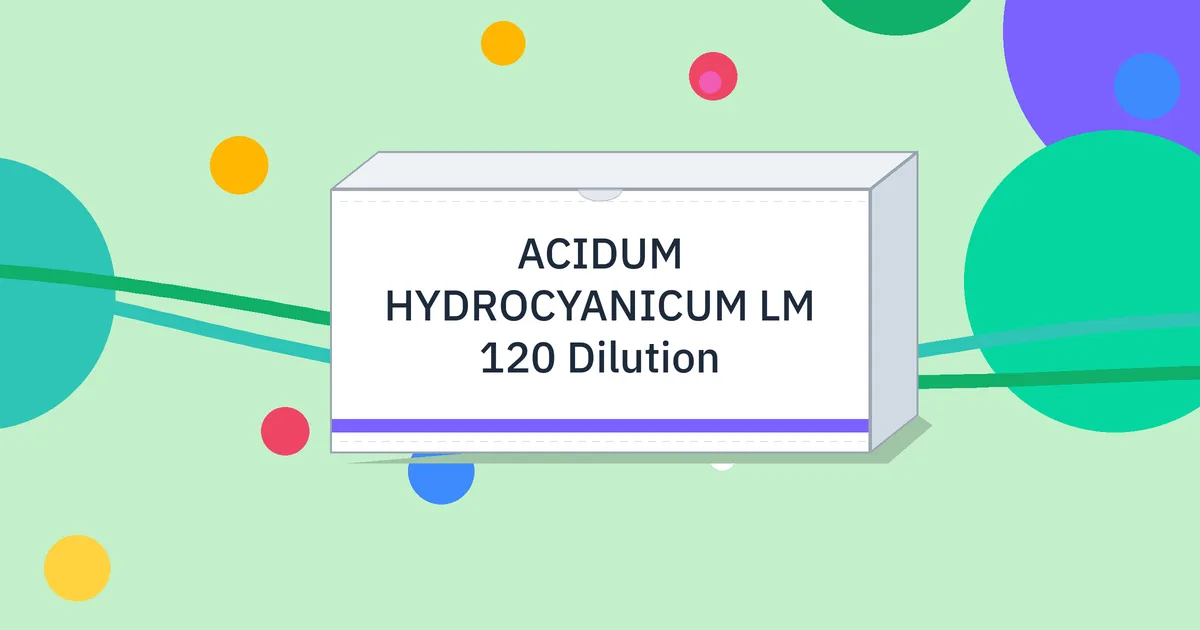 Symbolbild: Packung mit der Aufschrift ACIDUM HYDROCYANICUM LM 120 Dilution (PZN 13278932) – Verfügbarkeit und Bezug in Apotheken in Frankfurt am Main