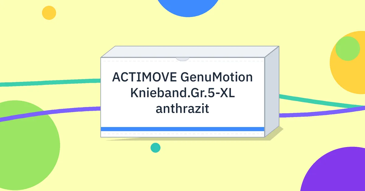 Symbolbild: Packung mit der Aufschrift ACTIMOVE GenuMotion Knieband.Gr.5-XL anthrazit (PZN 17947962) – Verfügbarkeit und Bezug in Apotheken in Frankfurt am Main