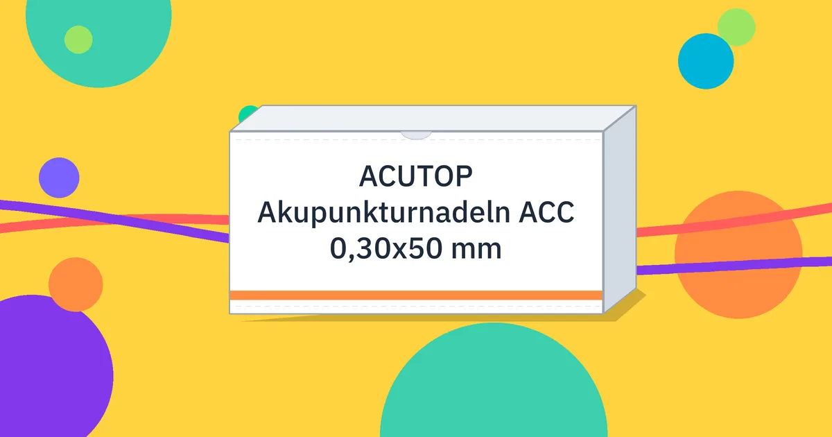 Symbolbild: Packung mit der Aufschrift ACUTOP Akupunkturnadeln ACC 0,30x50 mm (PZN 17444008) – Verfügbarkeit und Bezug in Apotheken in Frankfurt am Main