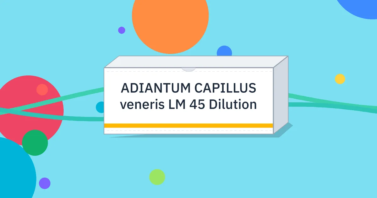 Symbolbild: Packung mit der Aufschrift ADIANTUM CAPILLUS veneris LM 45 Dilution (PZN 13295965) – Verfügbarkeit und Bezug in Apotheken in Frankfurt am Main