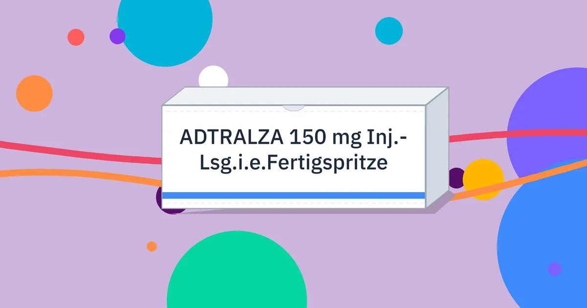 Symbolbild: Packung mit der Aufschrift ADTRALZA 150 mg Inj.-Lsg.i.e.Fertigspritze (PZN 18023036) – Verfügbarkeit und Bezug in Apotheken in Frankfurt am Main