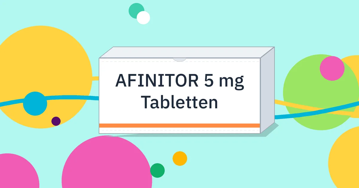 Symbolbild: Packung mit der Aufschrift AFINITOR 5 mg Tabletten (PZN 10385544) – Verfügbarkeit und Bezug in Apotheken in Frankfurt am Main