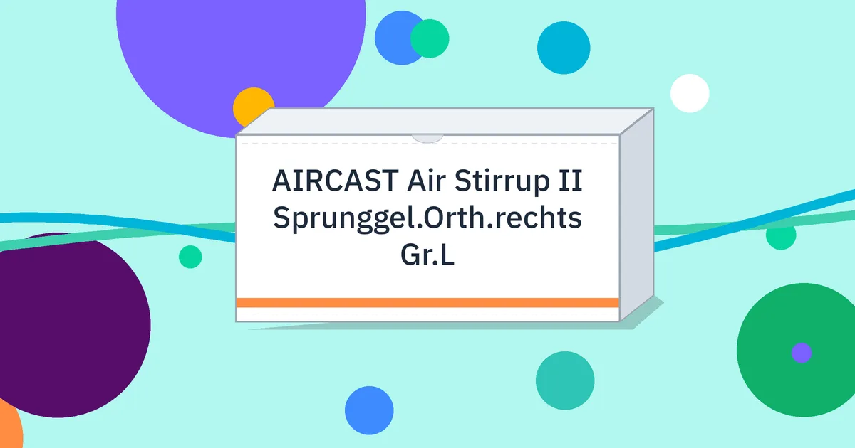 Symbolbild: Packung mit der Aufschrift AIRCAST Air Stirrup II Sprunggel.Orth.rechts Gr.L (PZN 09239122) – Verfügbarkeit und Bezug in Apotheken in Frankfurt am Main