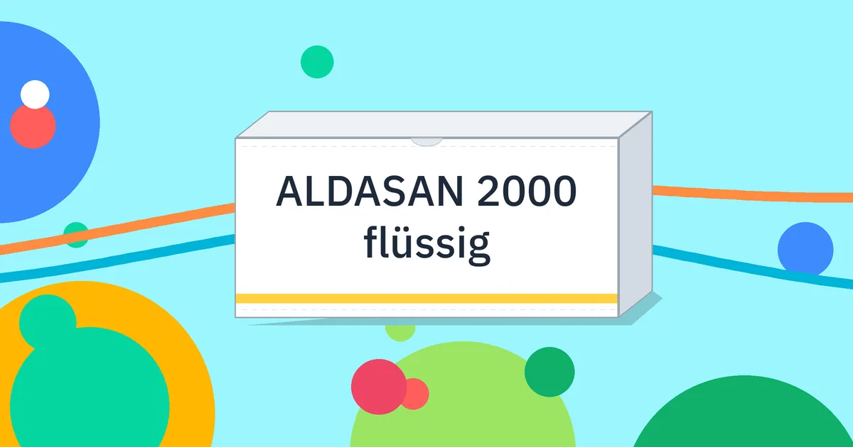 Symbolbild: Packung mit der Aufschrift ALDASAN 2000 flüssig (PZN 03057242) – Verfügbarkeit und Bezug in Apotheken in Frankfurt am Main