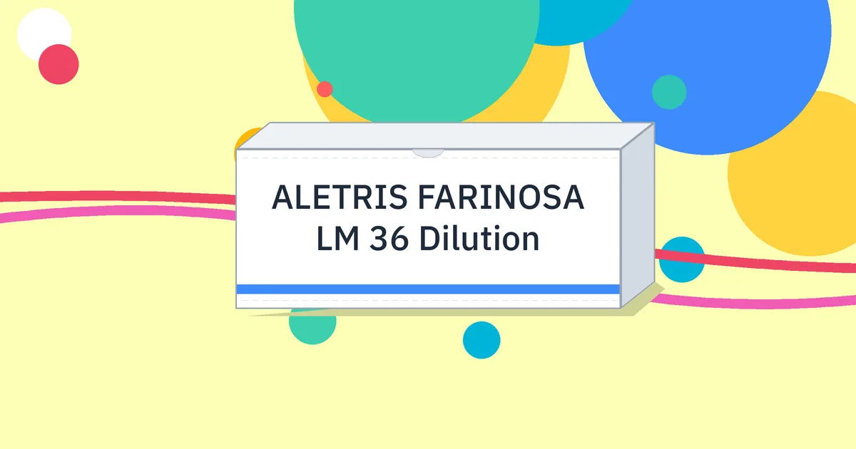 Symbolbild: Packung mit der Aufschrift ALETRIS FARINOSA LM 36 Dilution (PZN 13309905) – Verfügbarkeit und Bezug in Apotheken in Frankfurt am Main