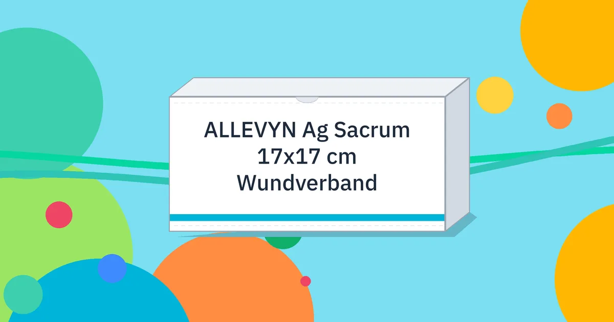 Symbolbild: Packung mit der Aufschrift ALLEVYN Ag Sacrum 17x17 cm Wundverband (PZN 16594800) – Verfügbarkeit und Bezug in Apotheken in Frankfurt am Main