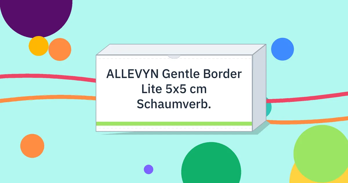 Symbolbild: Packung mit der Aufschrift ALLEVYN Gentle Border Lite 5x5 cm Schaumverb. (PZN 13577037) – Verfügbarkeit und Bezug in Apotheken in Frankfurt am Main