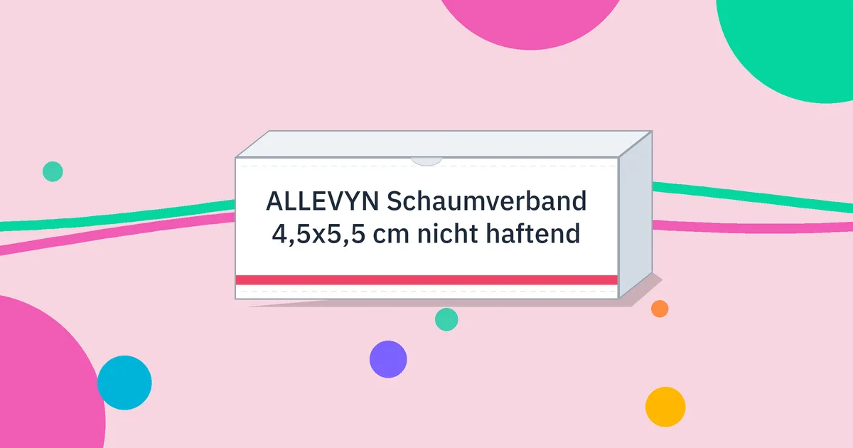 Symbolbild: Packung mit der Aufschrift ALLEVYN Schaumverband 4,5x5,5 cm nicht haftend (PZN 10257912) – Verfügbarkeit und Bezug in Apotheken in Frankfurt am Main