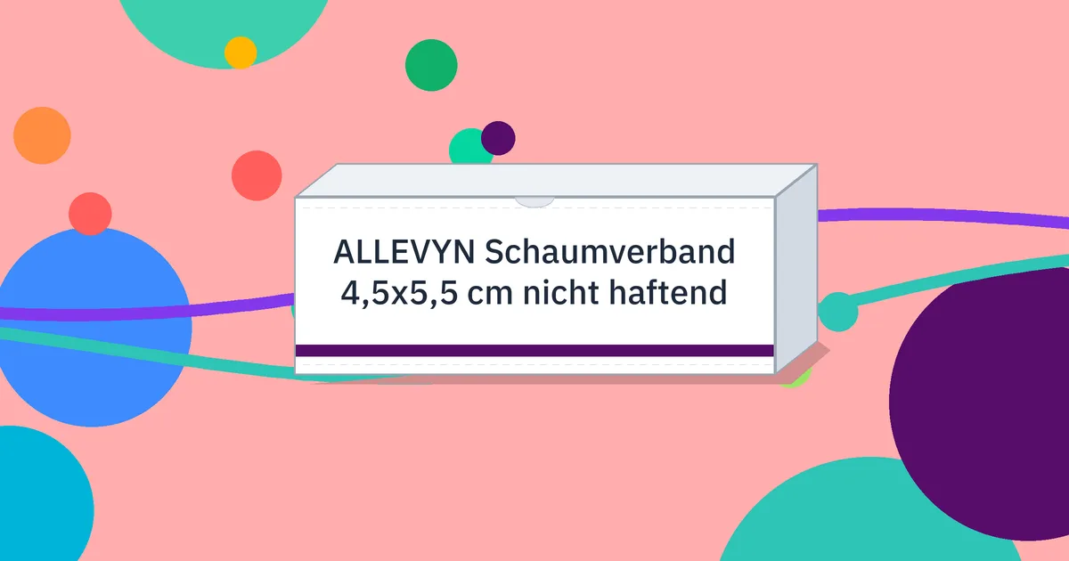 Symbolbild: Packung mit der Aufschrift ALLEVYN Schaumverband 4,5x5,5 cm nicht haftend (PZN 19904885) – Verfügbarkeit und Bezug in Apotheken in Frankfurt am Main