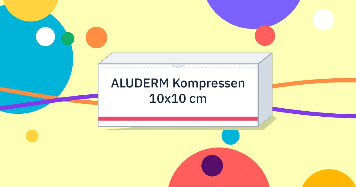 Symbolbild: Packung mit der Aufschrift ALUDERM Kompressen 10x10 cm (PZN 03147301) – Verfügbarkeit und Bezug in Apotheken in Frankfurt am Main