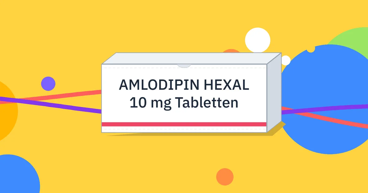 Symbolbild: Packung mit der Aufschrift AMLODIPIN HEXAL 10 mg Tabletten (PZN 07018977) – Verfügbarkeit und Bezug in Apotheken in Frankfurt am Main