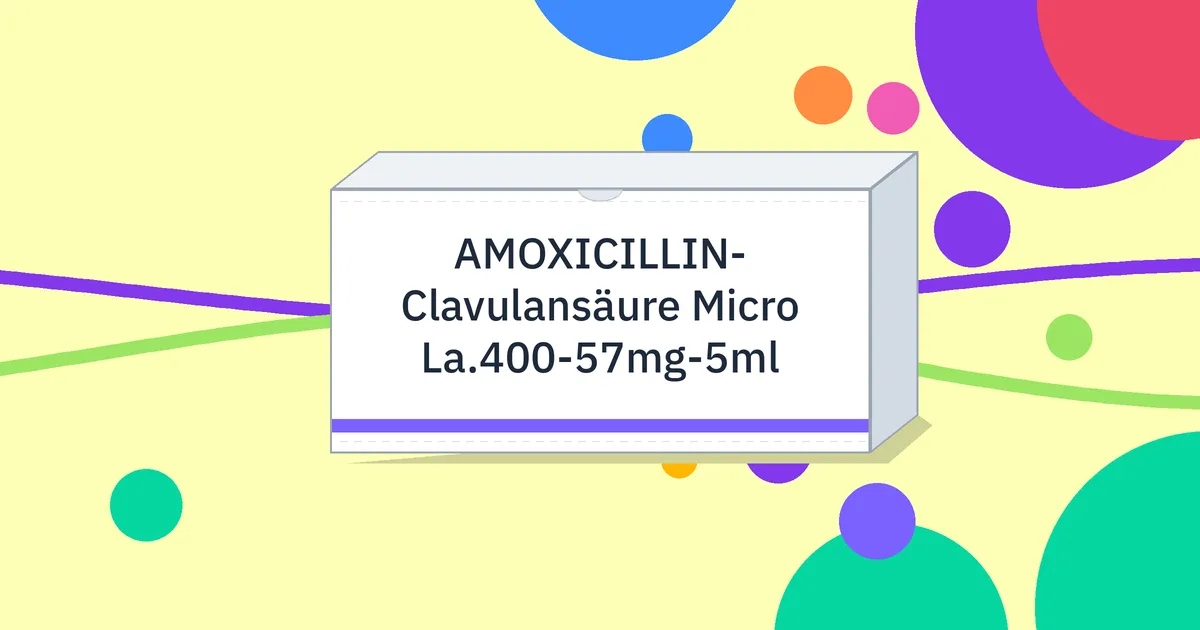 Symbolbild: Packung mit der Aufschrift AMOXICILLIN-Clavulansäure Micro La.400-57mg-5ml (PZN 17371580) – Verfügbarkeit und Bezug in Apotheken in Frankfurt am Main