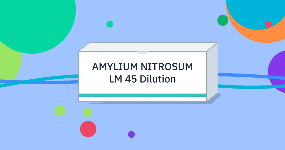 Symbolbild: Packung mit der Aufschrift AMYLIUM NITROSUM LM 45 Dilution (PZN 13326743) – Verfügbarkeit und Bezug in Apotheken in Frankfurt am Main
