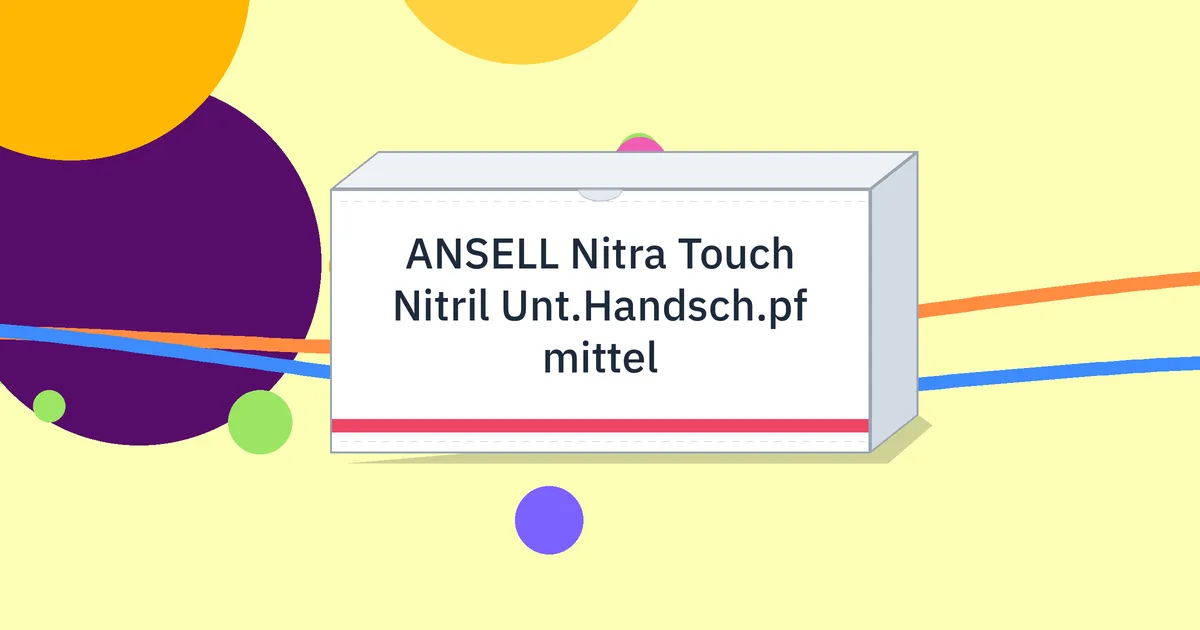Symbolbild: Packung mit der Aufschrift ANSELL Nitra Touch Nitril Unt.Handsch.pf mittel (PZN 06915611) – Verfügbarkeit und Bezug in Apotheken in Frankfurt am Main