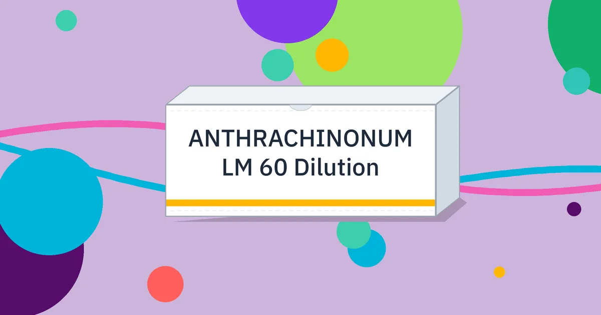 Symbolbild: Packung mit der Aufschrift ANTHRACHINONUM LM 60 Dilution (PZN 13371034) – Verfügbarkeit und Bezug in Apotheken in Frankfurt am Main