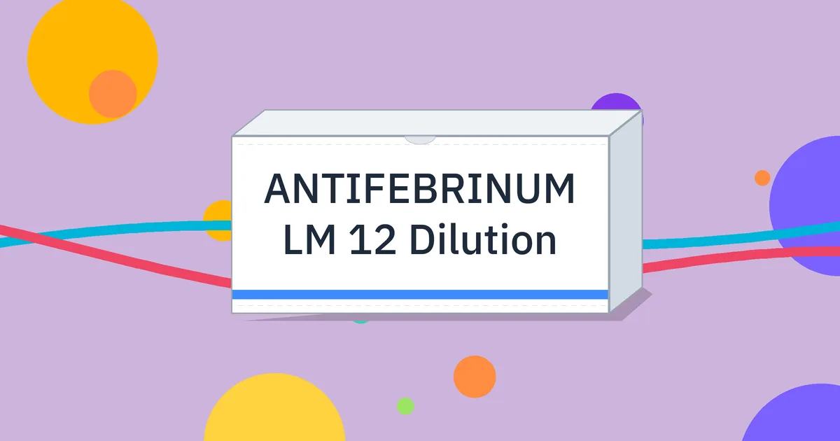 Symbolbild: Packung mit der Aufschrift ANTIFEBRINUM LM 12 Dilution (PZN 13371695) – Verfügbarkeit und Bezug in Apotheken in Frankfurt am Main