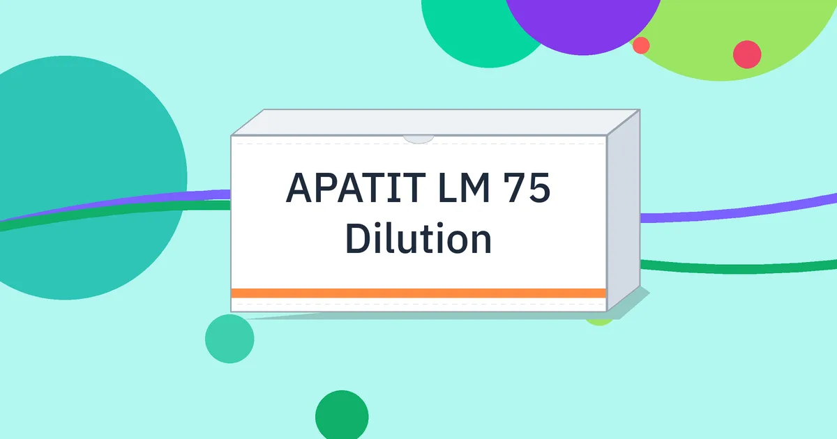Symbolbild: Packung mit der Aufschrift APATIT LM 75 Dilution (PZN 13377841) – Verfügbarkeit und Bezug in Apotheken in Frankfurt am Main