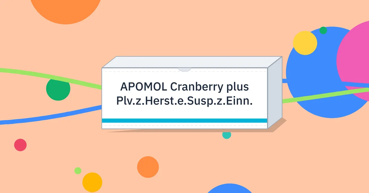 Symbolbild: Packung mit der Aufschrift APOMOL Cranberry plus Plv.z.Herst.e.Susp.z.Einn. (PZN 20574594) – Verfügbarkeit und Bezug in Apotheken in Frankfurt am Main