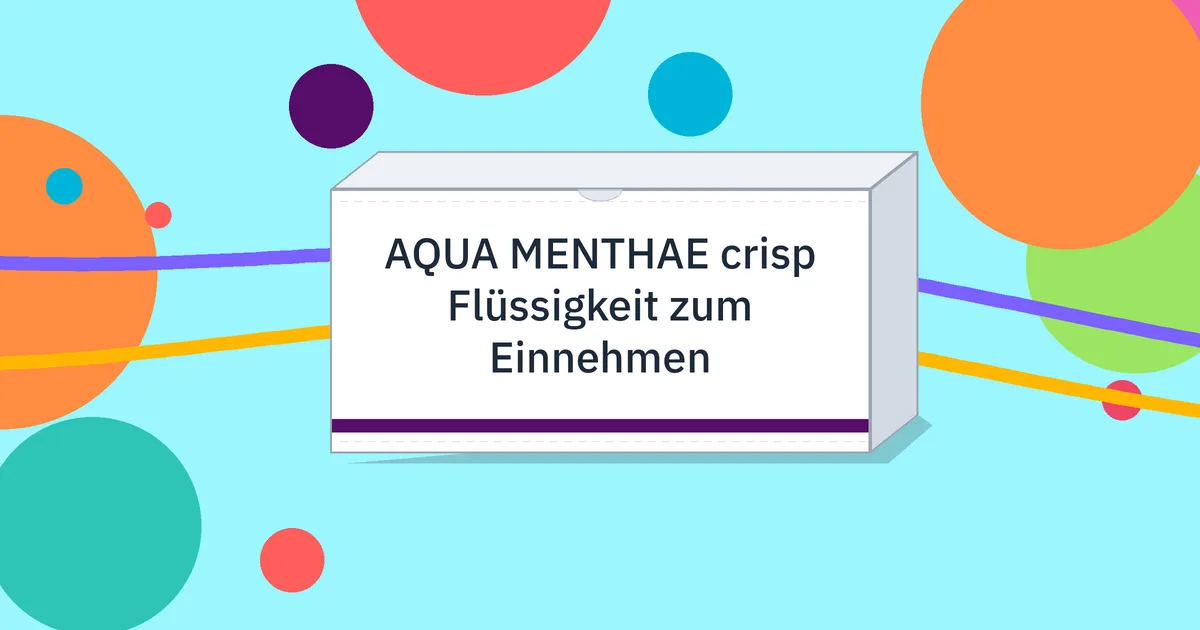 Symbolbild: Packung mit der Aufschrift AQUA MENTHAE crisp Flüssigkeit zum Einnehmen (PZN 15400975) – Verfügbarkeit und Bezug in Apotheken in Frankfurt am Main