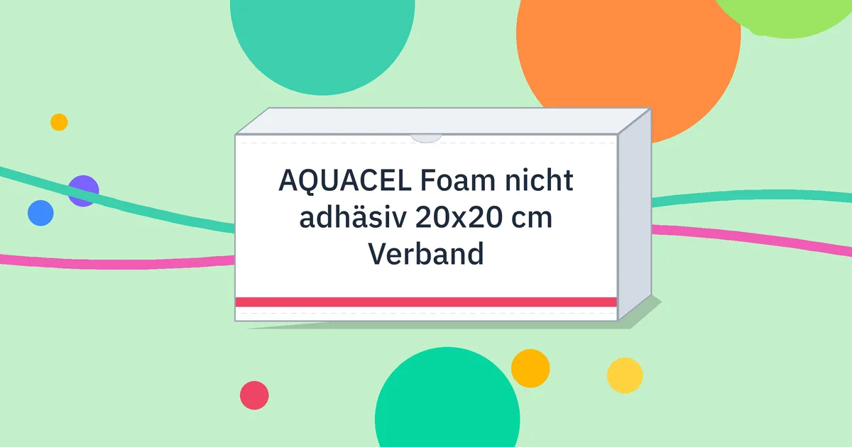 Symbolbild: Packung mit der Aufschrift AQUACEL Foam nicht adhäsiv 20x20 cm Verband (PZN 19433807) – Verfügbarkeit und Bezug in Apotheken in Frankfurt am Main