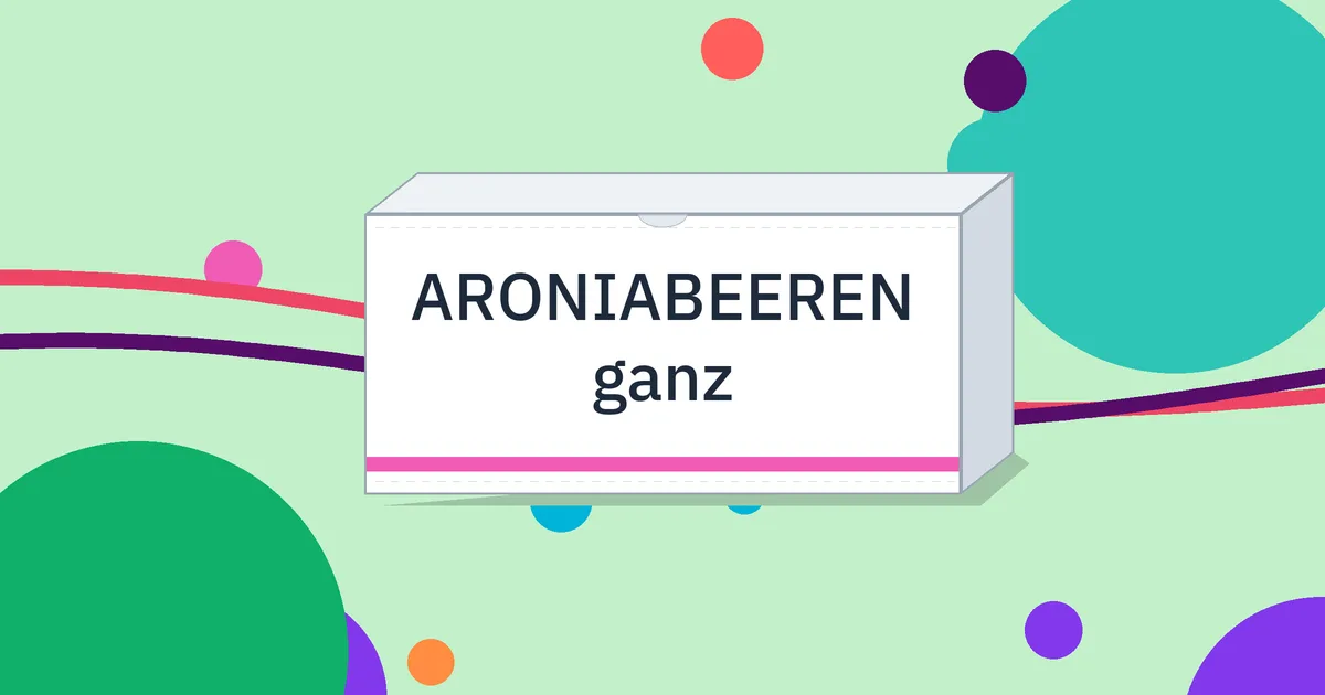 Symbolbild: Packung mit der Aufschrift ARONIABEEREN ganz (PZN 09712541) – Verfügbarkeit und Bezug in Apotheken in Frankfurt am Main