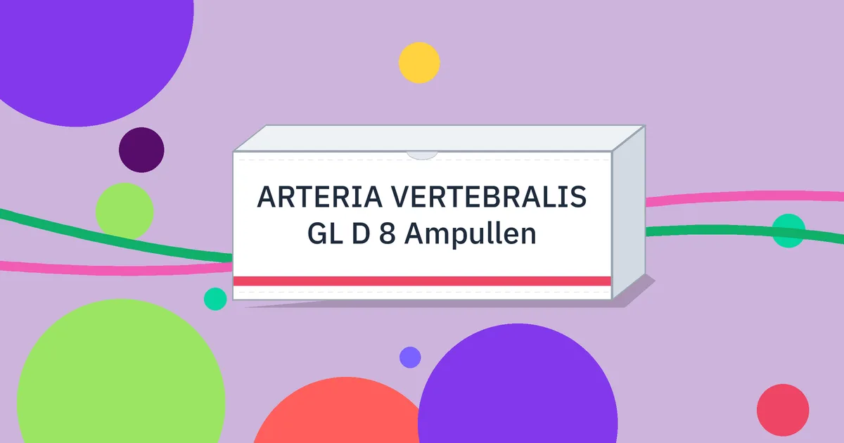 Symbolbild: Packung mit der Aufschrift ARTERIA VERTEBRALIS GL D 8 Ampullen (PZN 02905768) – Verfügbarkeit und Bezug in Apotheken in Frankfurt am Main