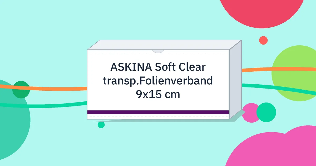 Symbolbild: Packung mit der Aufschrift ASKINA Soft Clear transp.Folienverband 9x15 cm (PZN 18261770) – Verfügbarkeit und Bezug in Apotheken in Frankfurt am Main