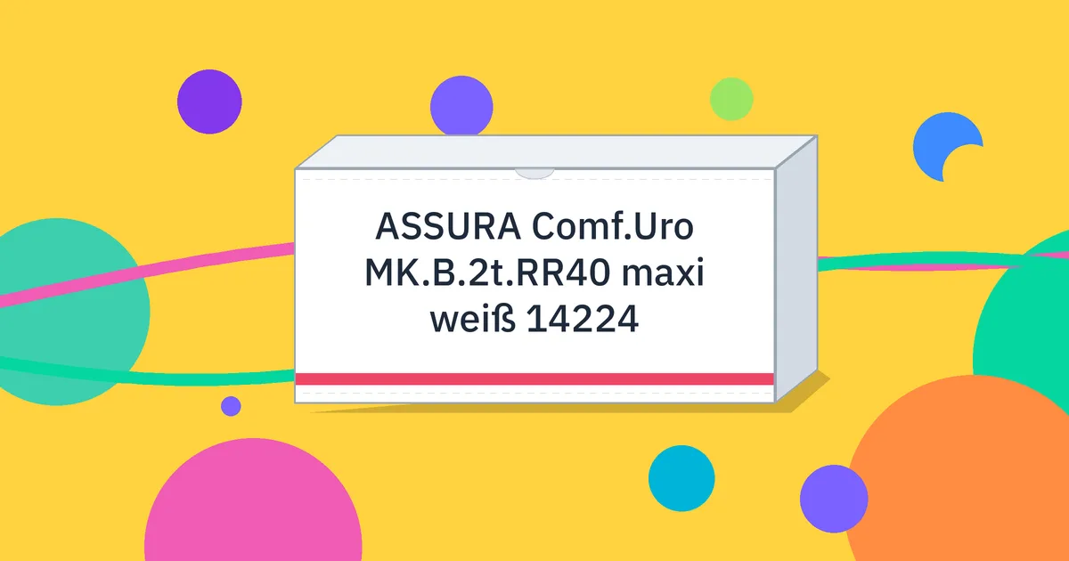 Symbolbild: Packung mit der Aufschrift ASSURA Comf.Uro MK.B.2t.RR40 maxi weiß 14224 (PZN 00843129) – Verfügbarkeit und Bezug in Apotheken in Frankfurt am Main